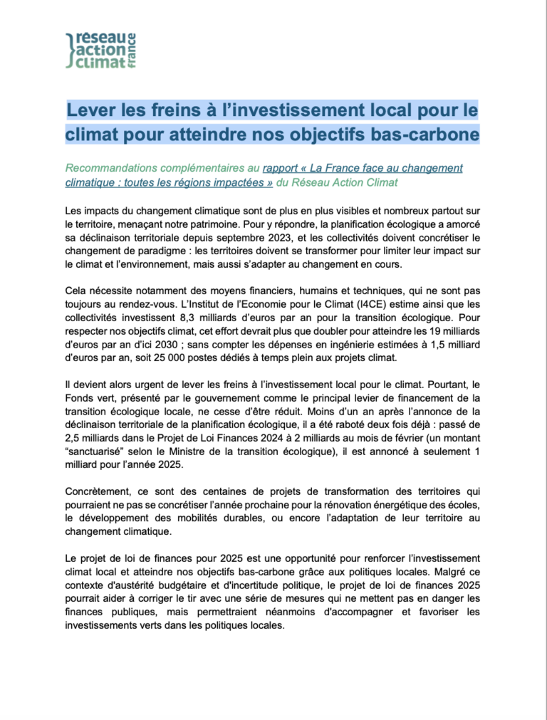 Les régions françaises face aux impacts du changement climatique ...